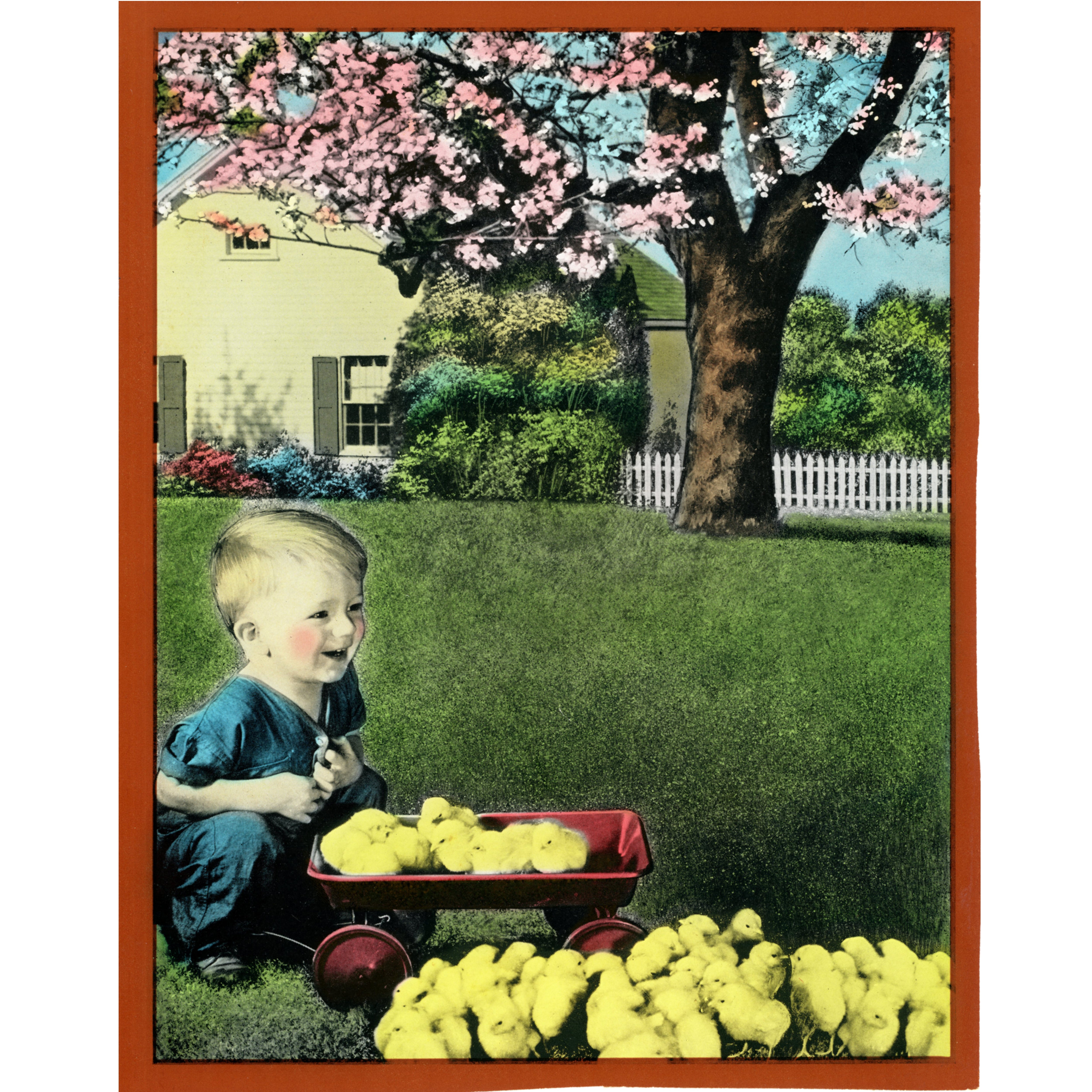 Springtime Child With Chicks 1930s Hand‑Colorized Commercial Art Proof ...