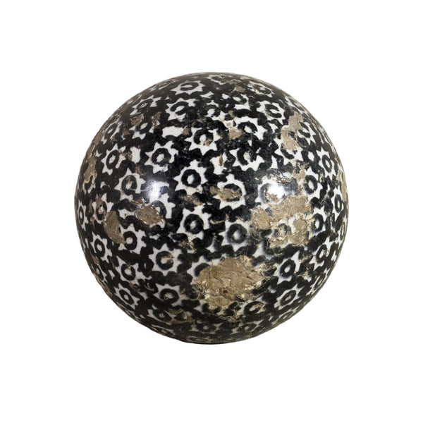 Victorian Stoneware Carpet Ball Black Stick-Spatter Star 3" Antique ...