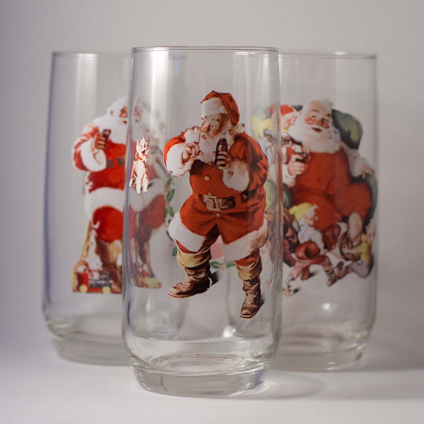 Coca-Cola Haddon Sundblom SANTA CLAUS Glassware Series 1 Set of Three ...