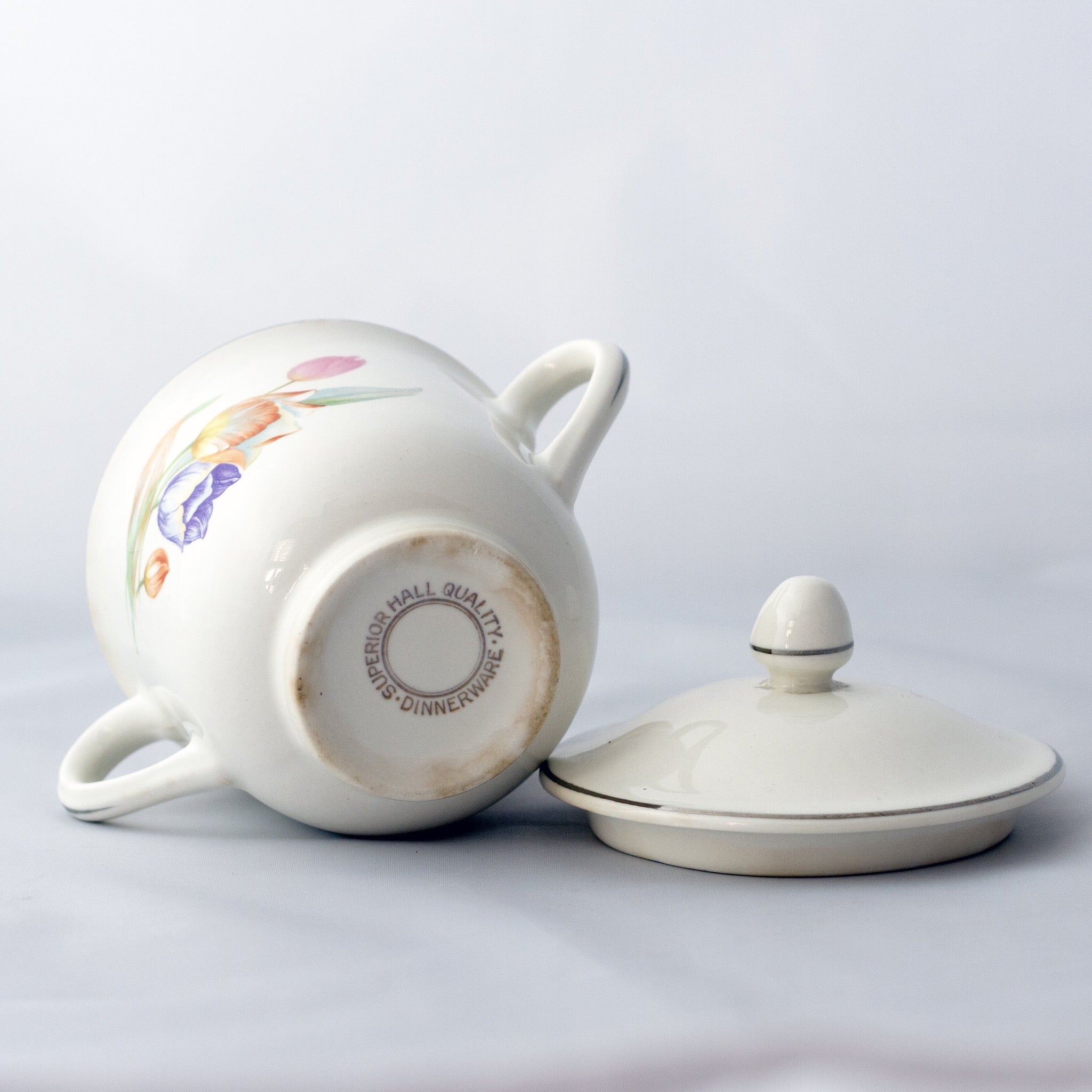 Mid-Century Hall China Pattern Modern-Shaped Sugar Bowl with Lid – The ...