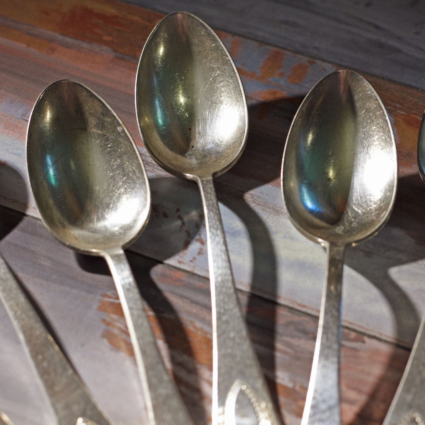 Rogers Brothers SILVER PLATE SERVING SPOONS in Heraldic Pattern (6 ...