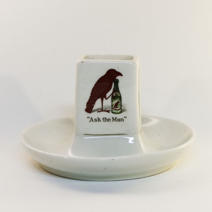 Red Raven Splits ASK THE MAN" Advertising Ashtray Match Holder 1910 ...