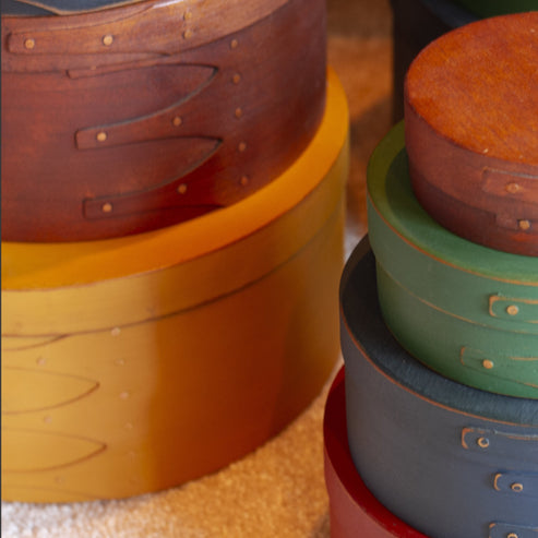 SHAKER-STYLE SWALLOW TAIL JOINTED Circular Nesting Boxes Set of Nine ...